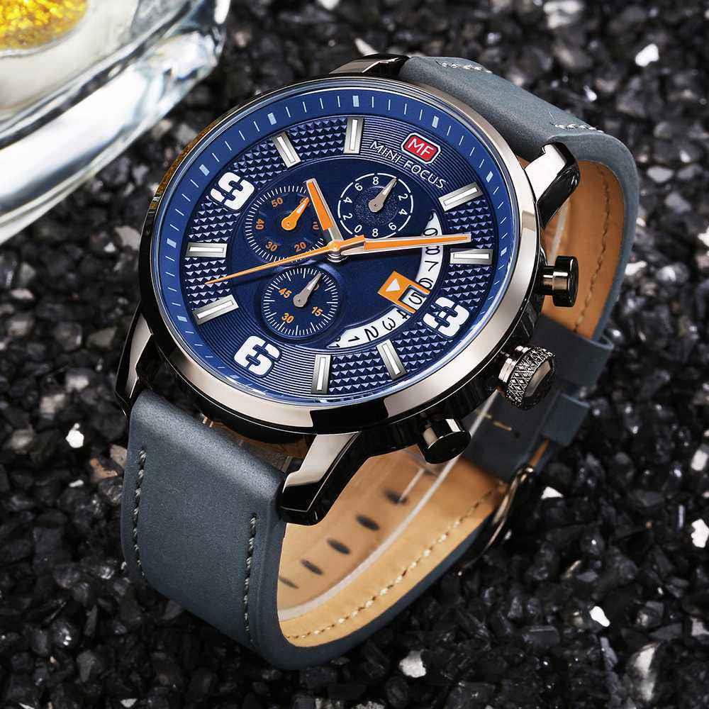 MINI FOCUS MF0025G Men Quartz Watch Blue Gray