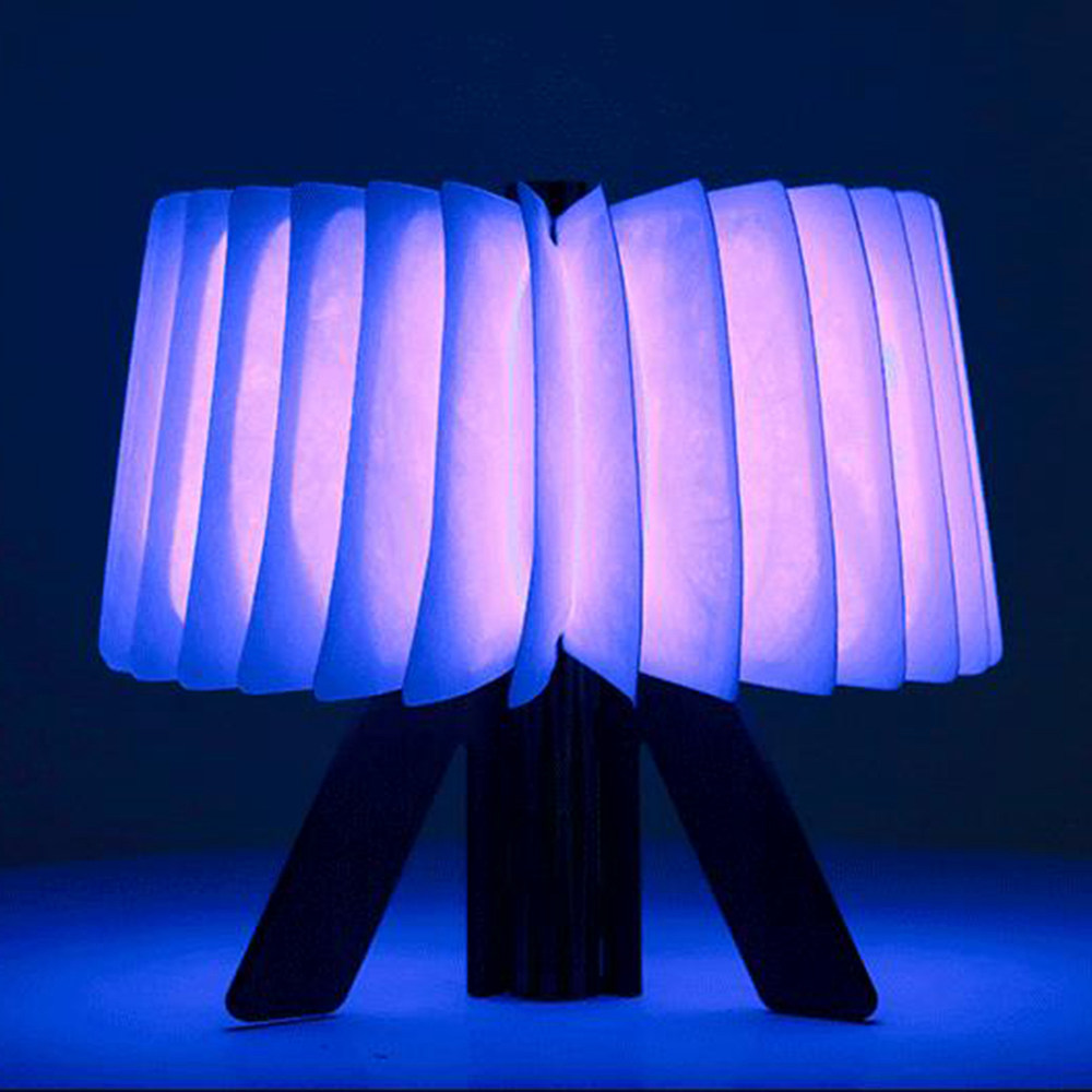 Wooden Foldable Book R Shaped LED Light Warm Light