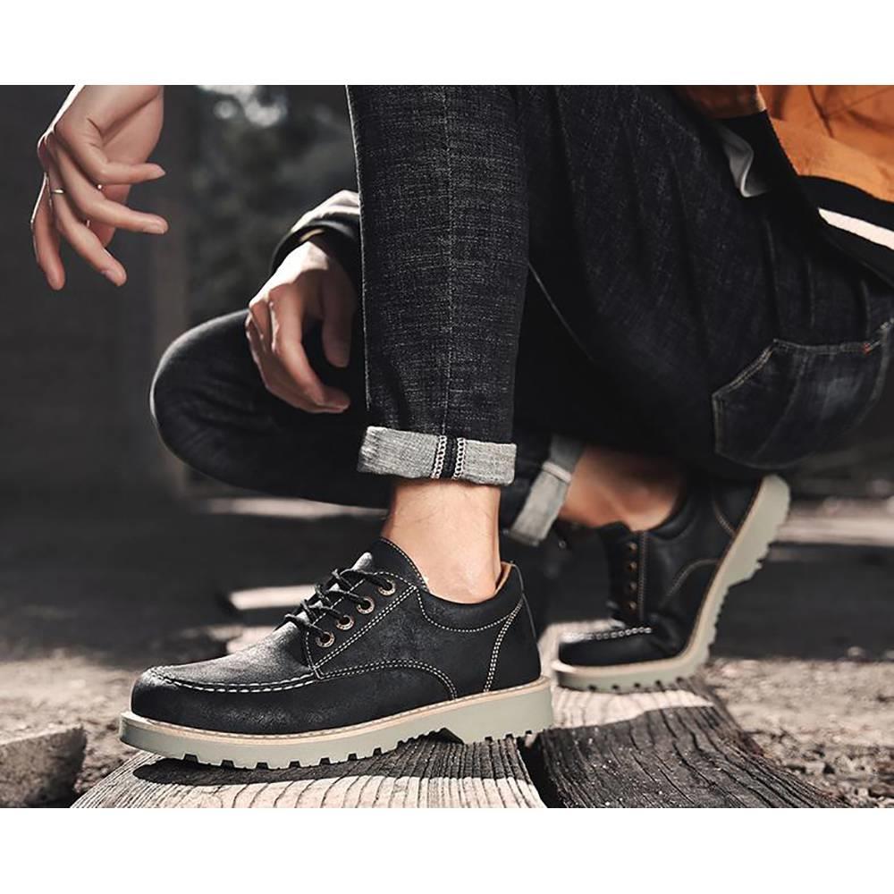 K07 Men's Leather Tooling Shoes EU39 Black