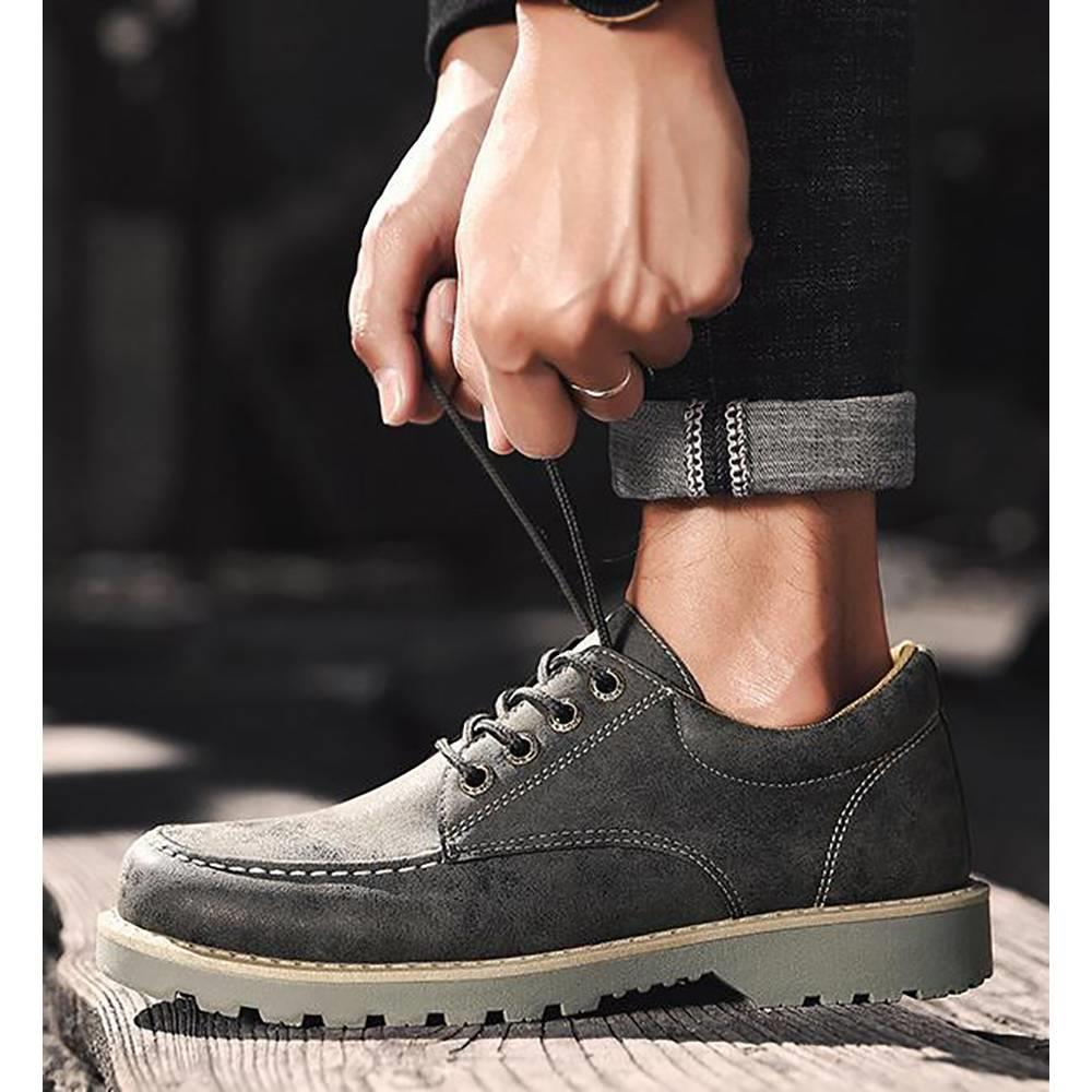 K07 Men's Leather Tooling Shoes EU39 Gray
