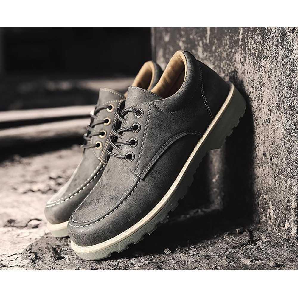 K07 Men's Leather Tooling Shoes EU39 Gray