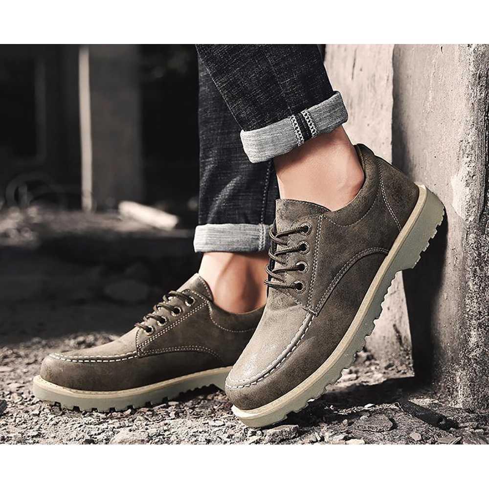 K07 Men's Leather Tooling Shoes EU39 Brown