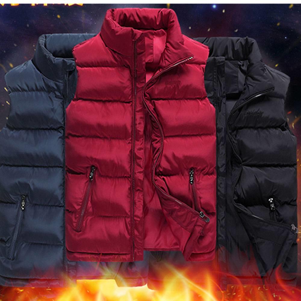 Men Stand Collar Waistcoat Duck Down Jacket Size M Red