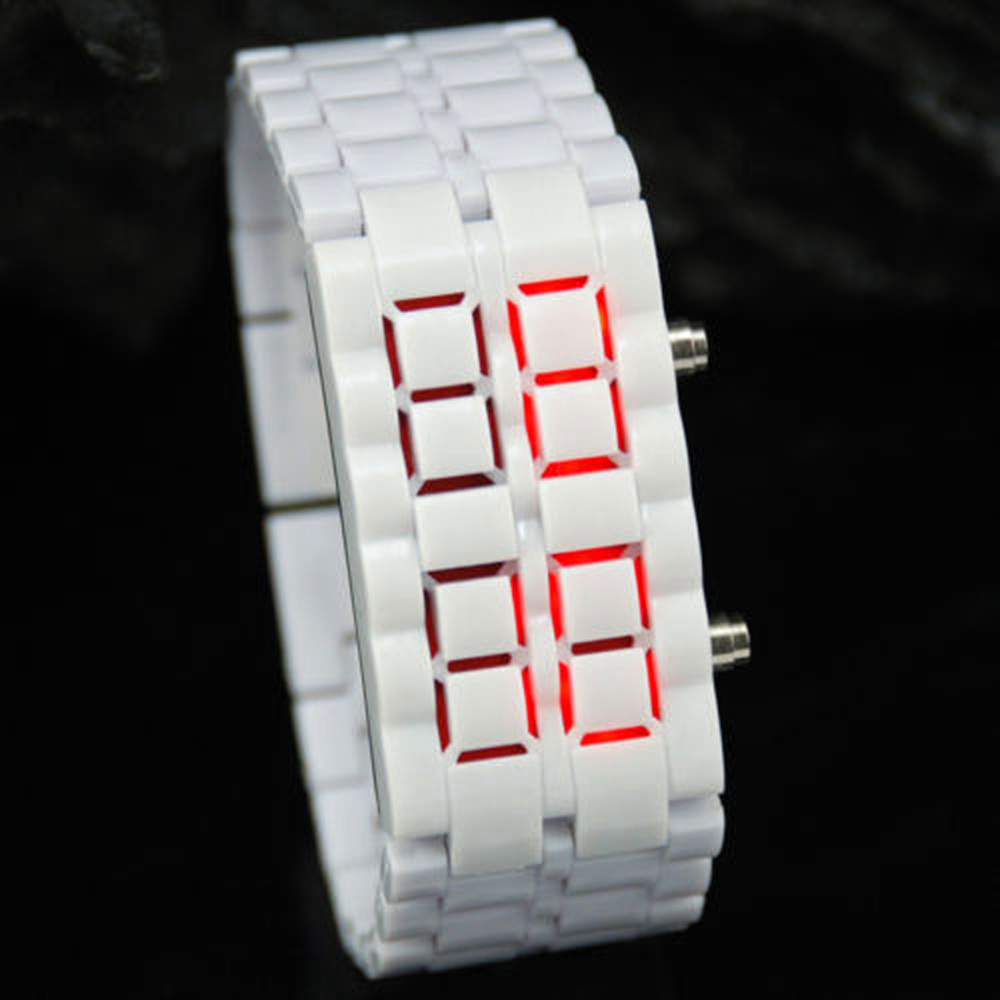 LED Digital Lava Wrist Watch White