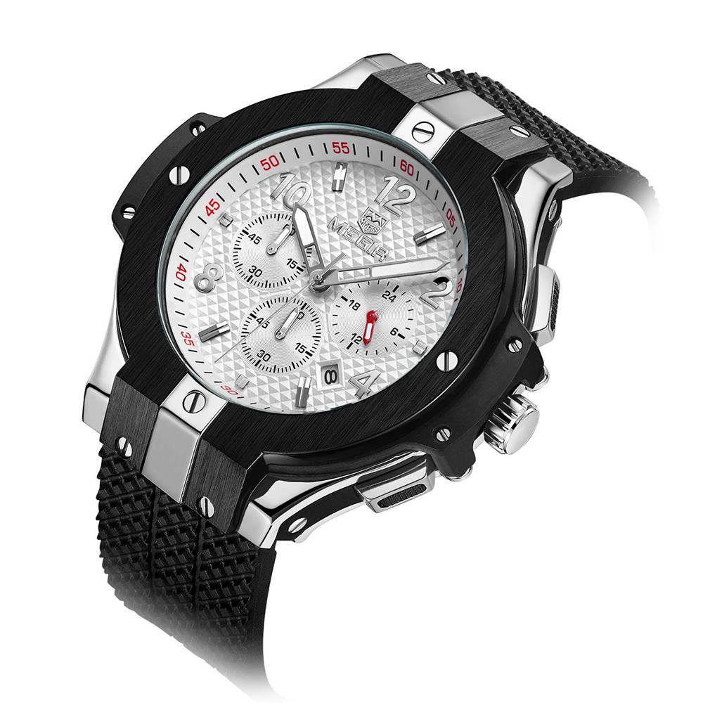 Men Large Dial Silicone Watch White