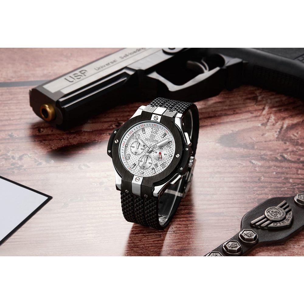 Men Large Dial Silicone Watch White