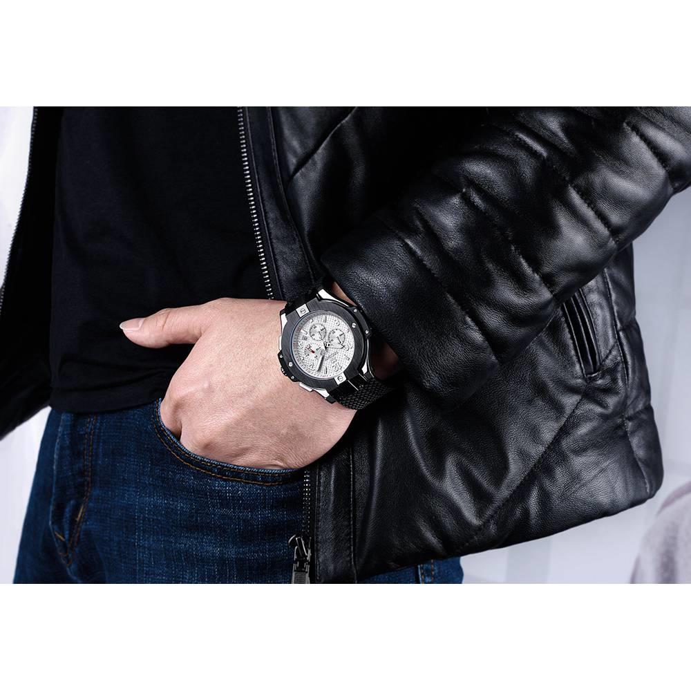 Men Large Dial Silicone Watch White