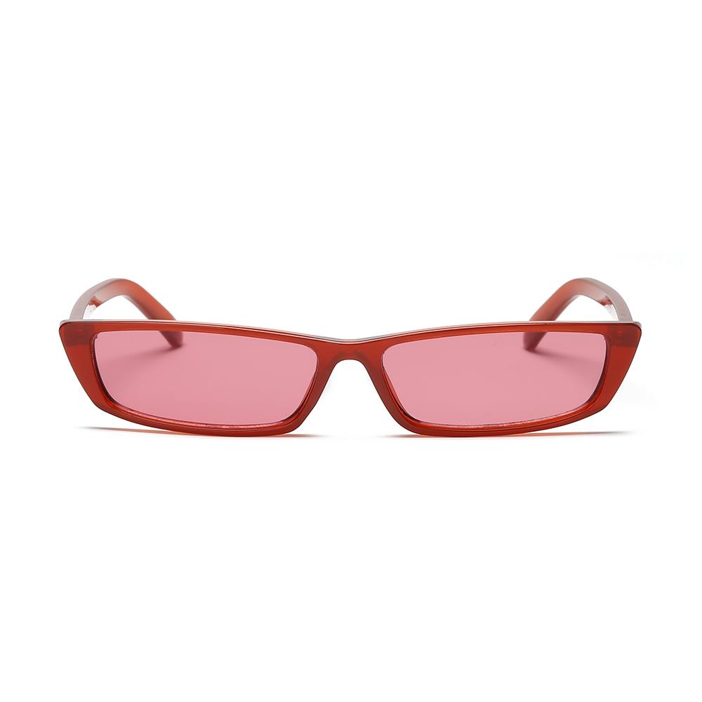 S17072 Women Vintage Sunglasses Rectangle Narrow Lens Red