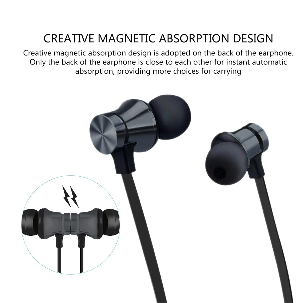 Magnetic Bluetooth Sports Earphones Black