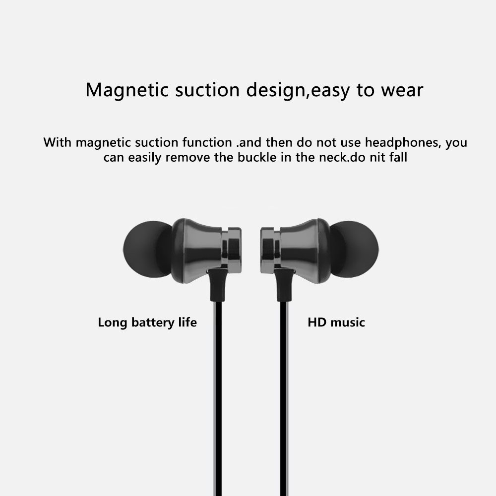 Magnetic Bluetooth Sports Earphones Black