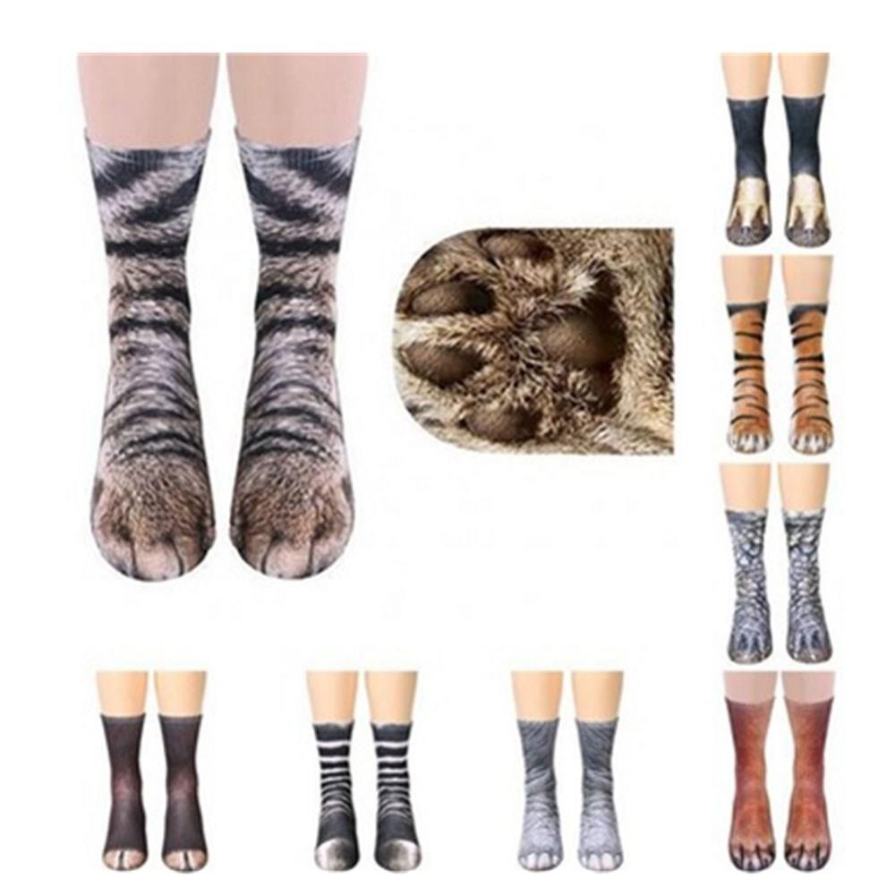 3D Printed Tiger Feet Animal Pattern Unisex Adult Socks Multicolor