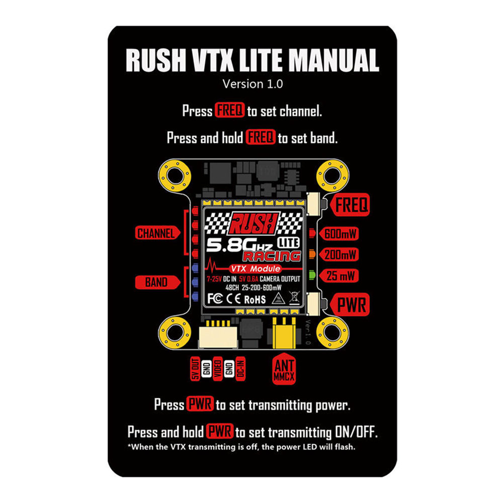 RUSH VTX LITE 5.8G 48CH Switchable AV Transmitter RaceBand/LowRace