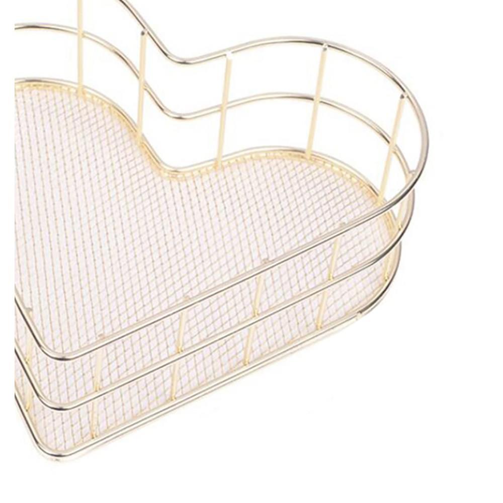 Metal Heart-shaped Iron Storage Basket Gold