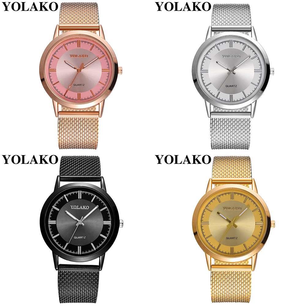 YOLAKO Women Quartz Watch Plastic Strap Silver