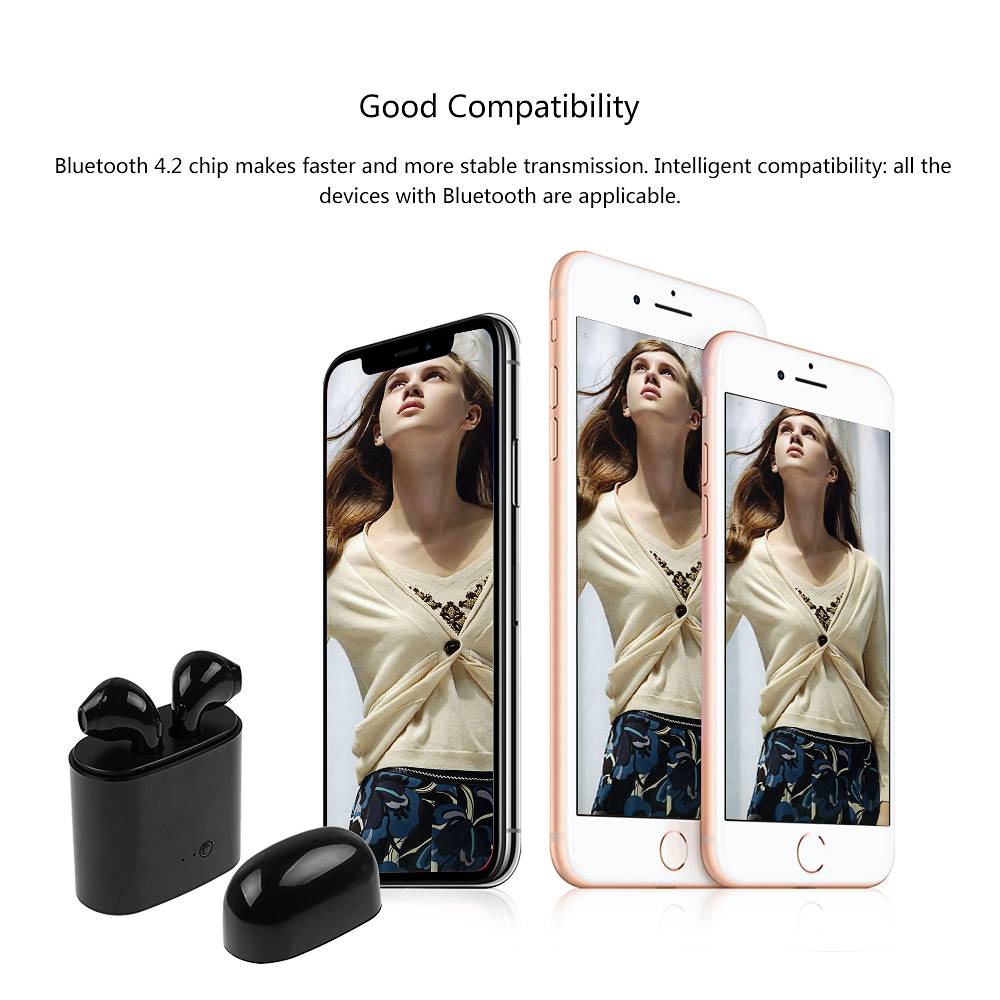 I7S Mini TWS Wireless Bluetooth Earbuds Black