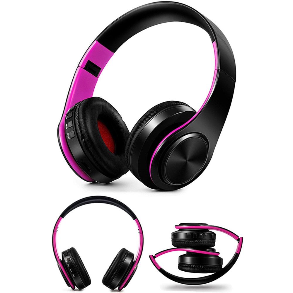 M3 Foldable Wireless Bluetooth Headphones Black Pink