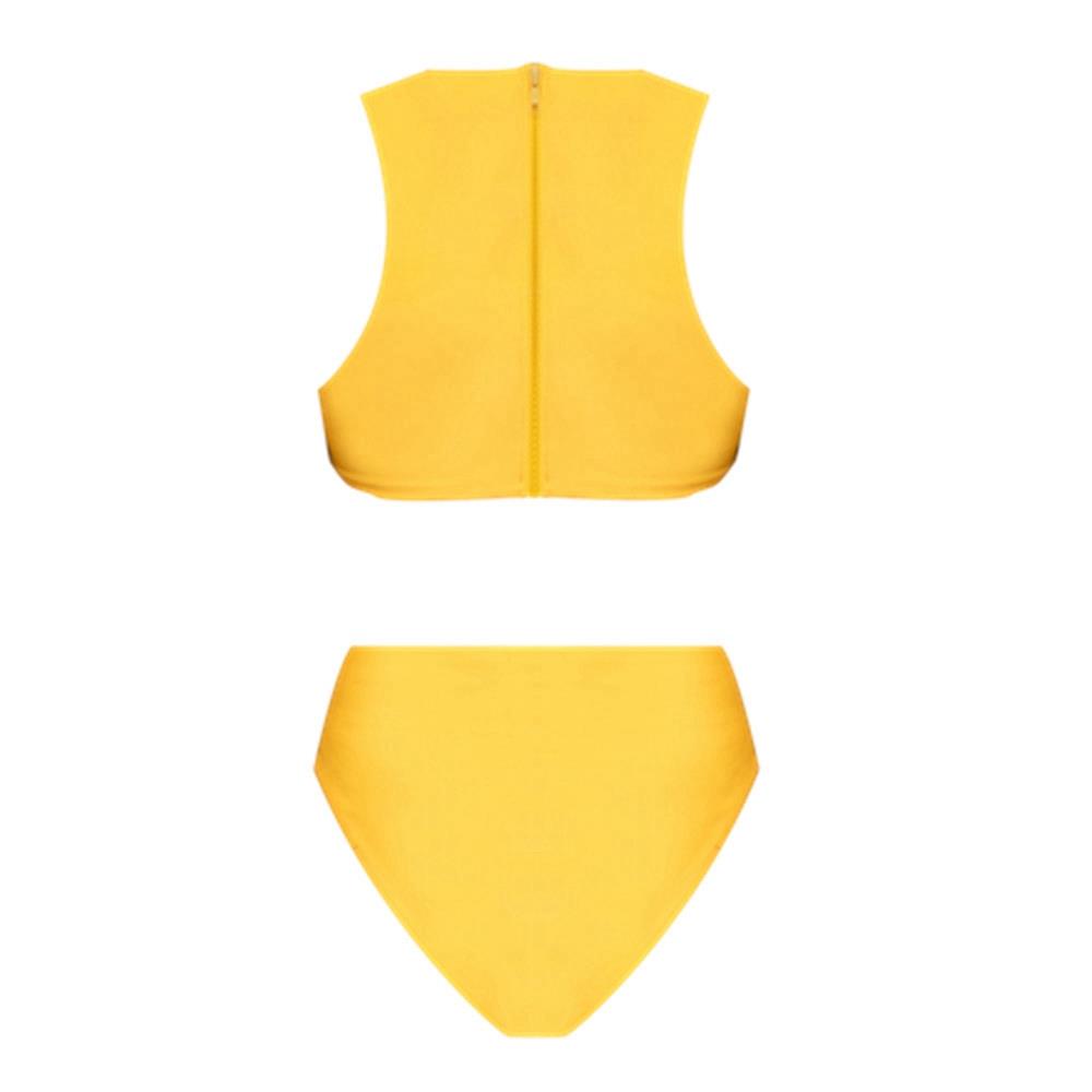 Bk81 Women Tight One Piece Swimsuit Size S Yellow