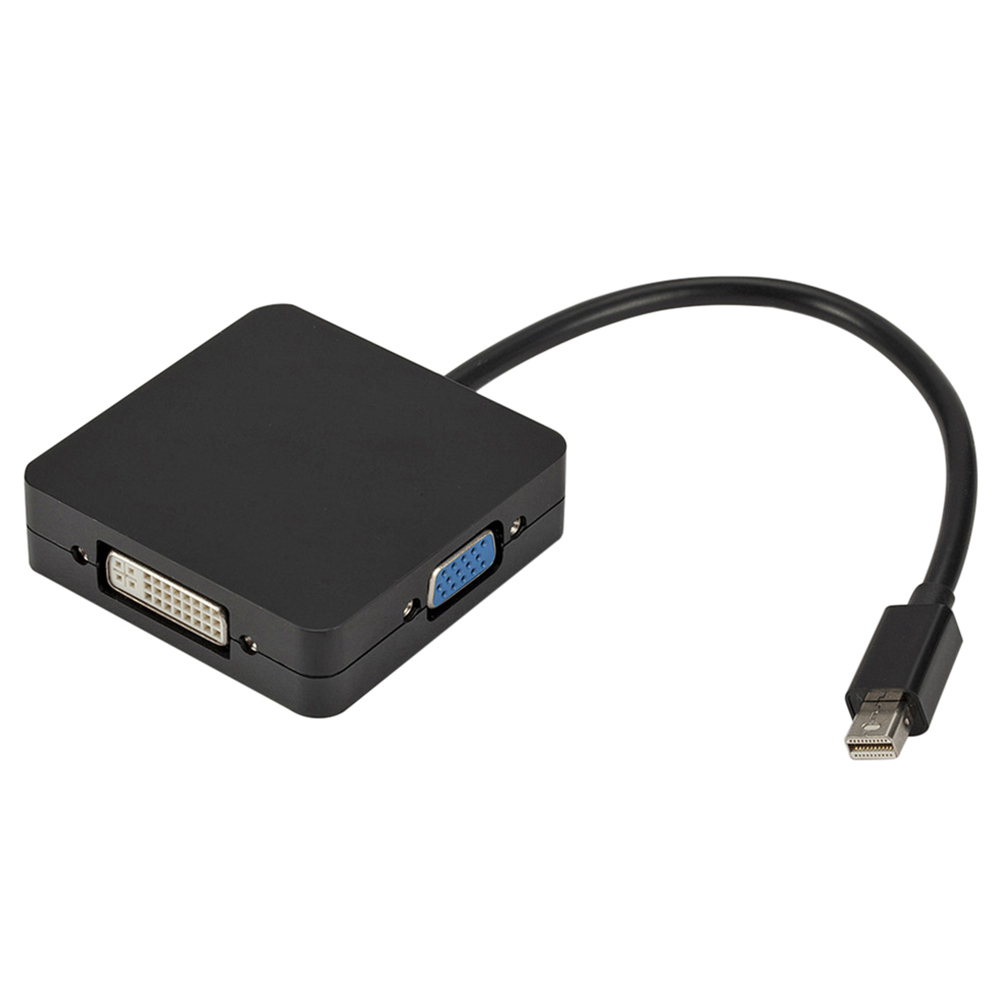 3 In 1 Mini DP To HDMI VGA DVI Adapter Converter Black