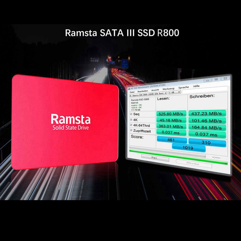 Ramsta R800 120GB SATA3 High Speed SSD Red