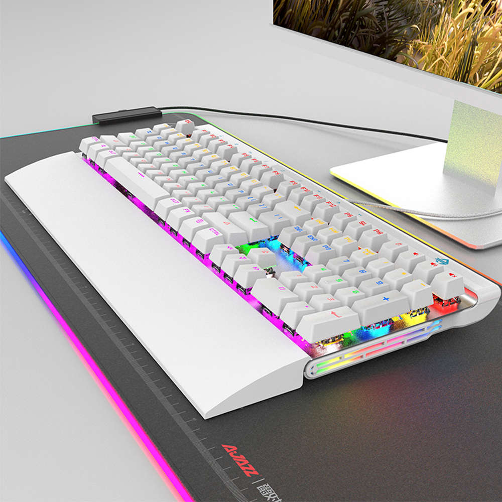 Ajazz AK500 USB Wired Keyboard Blue Switch White