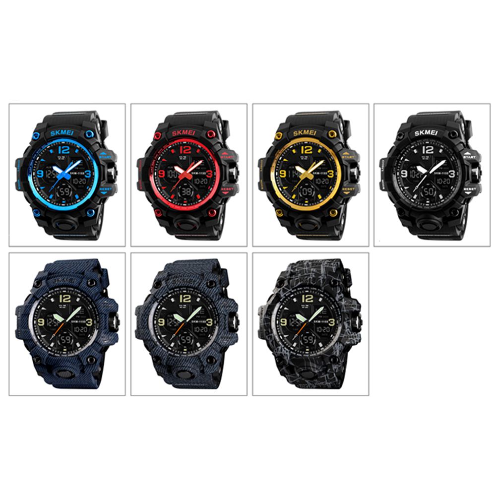 SKMEI 1155 Men LED Digital Quartz Watch Silicone Band Yellow