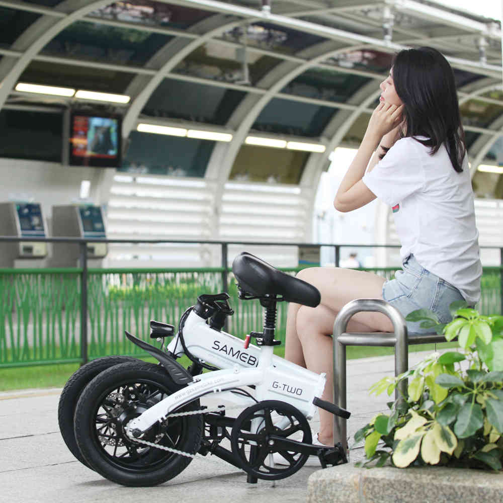 Samebike YINYU14 Smart Folding Moped Bike 250W Motor Max 30km White