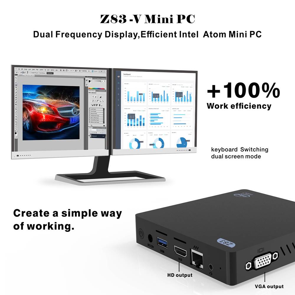Z83V Windows 10 Intel Atom X5 Z8350 MINI PC 4GB/64GB