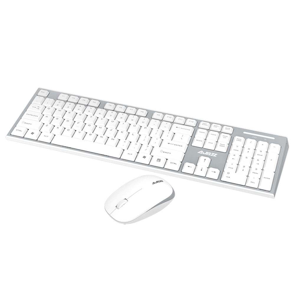 Ajazz A2080i Wireless Keyboard Mouse Set Mute Waterproof White