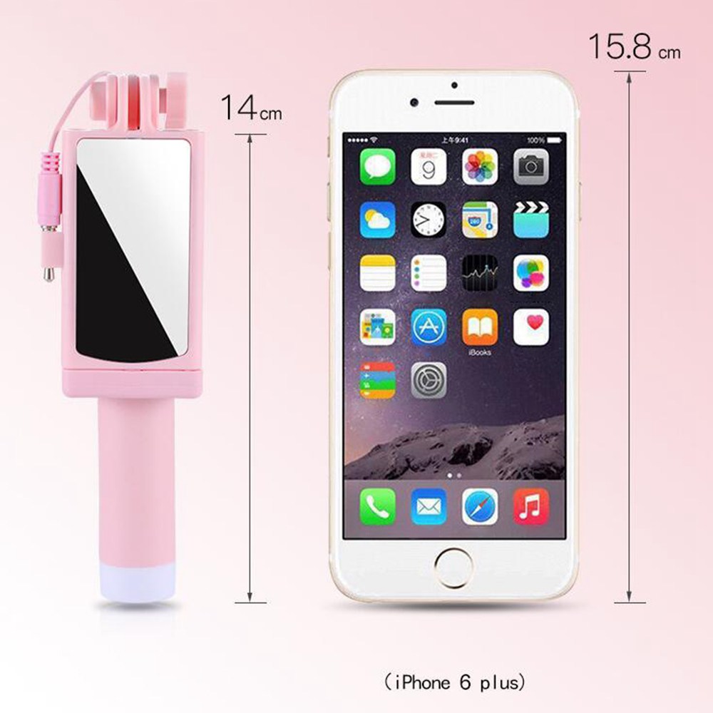 Mini Selfie Stick Portable Folding Self-timer Stick Pink