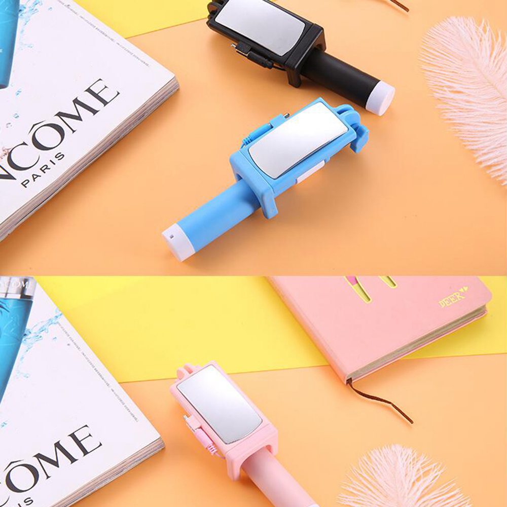 Mini Selfie Stick Portable Folding Self-timer Stick Pink