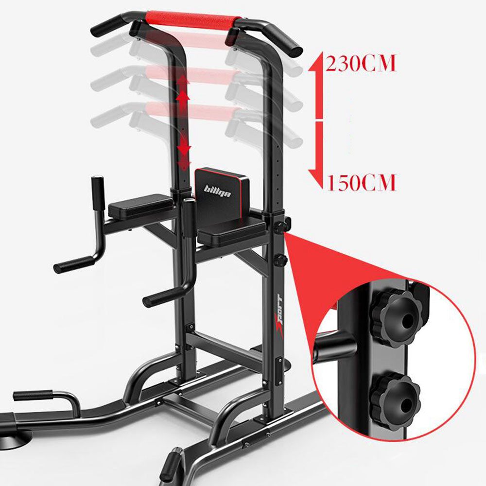 Multi-Function Adjustable Height Single Parallel Bars Black