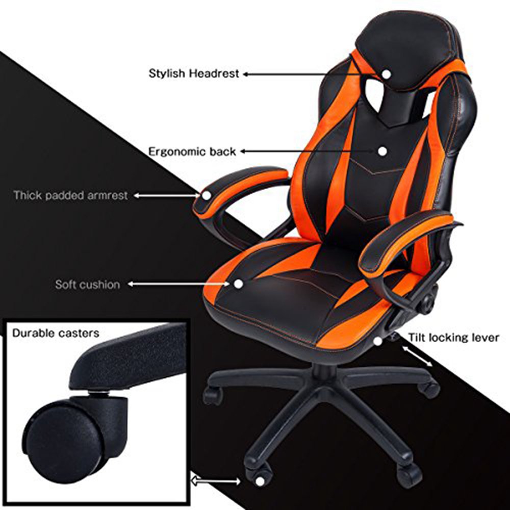 Merax Ergonomic Gaming Chair Executive Office Chair Orange