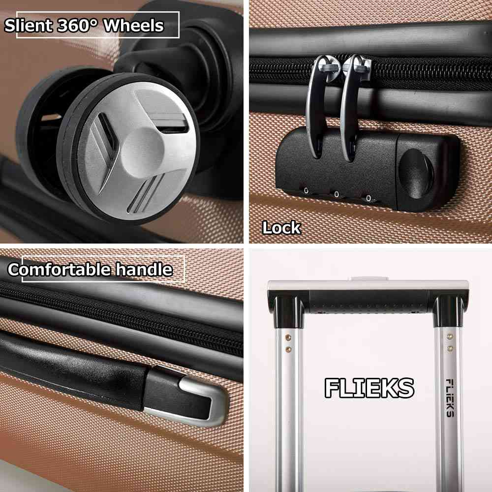 Fliex Hard Shell Travel Cases Trolley Luggages 24 Inch Champagne