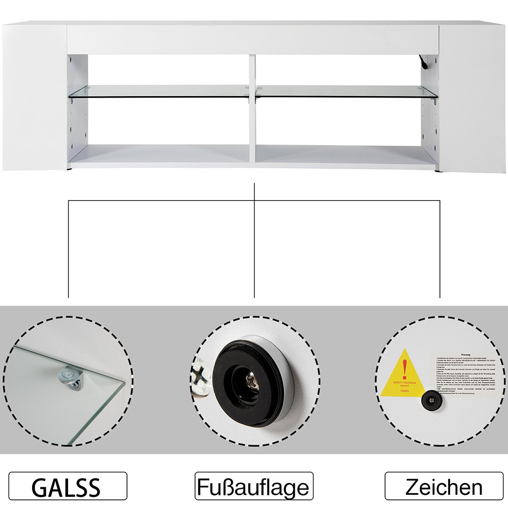 Modern TV Board With LED Light White