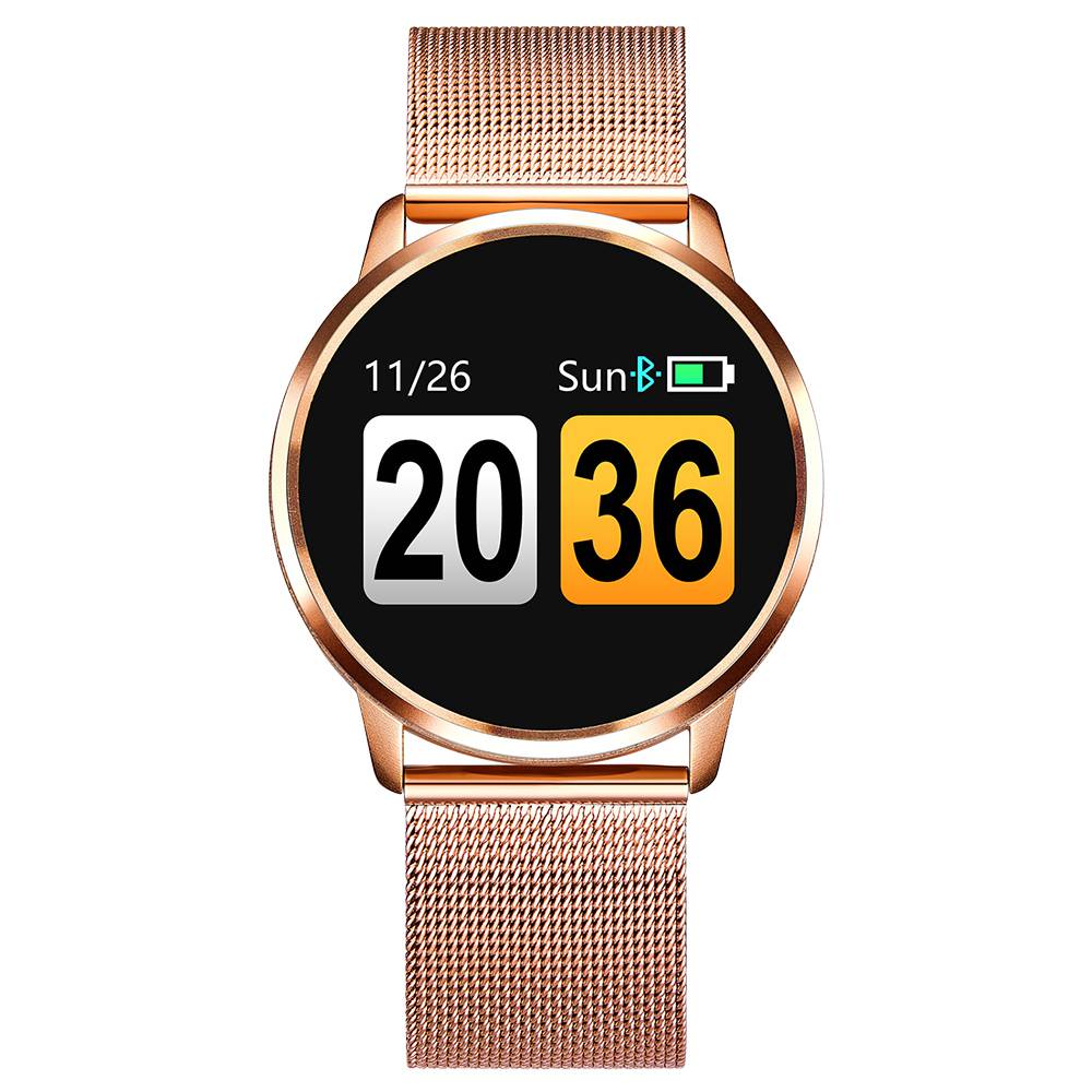 Makibes Q8 Smart Watch 1.0 Inch Round TFT Screen Metal Strap Golden