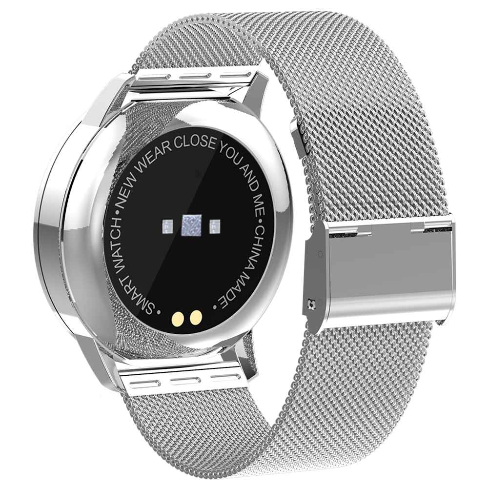 Makibes Q8 Smart Watch 1.0 Inch Round TFT Screen Metal Strap Silver