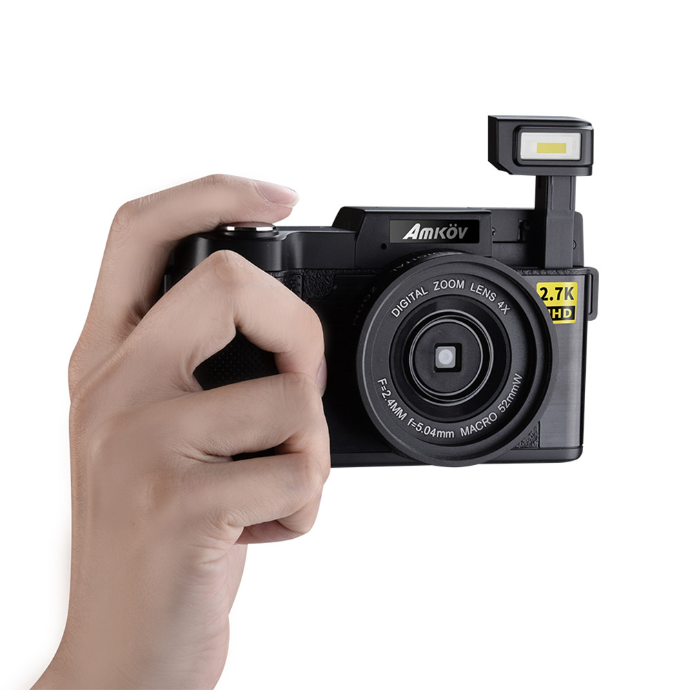 AMKOV CD-RW Digital Camera 3 Inch 2.7K Black