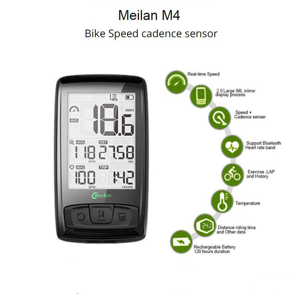 Meilan M4 Bike Computer ILM Screen Wireless Speedometer Odometer Black