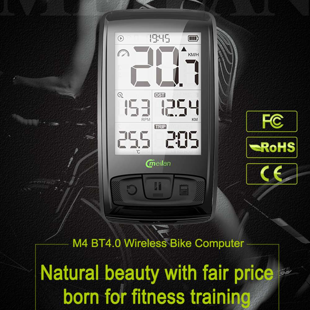 Meilan M4 Bike Computer ILM Screen Wireless Speedometer Odometer Black