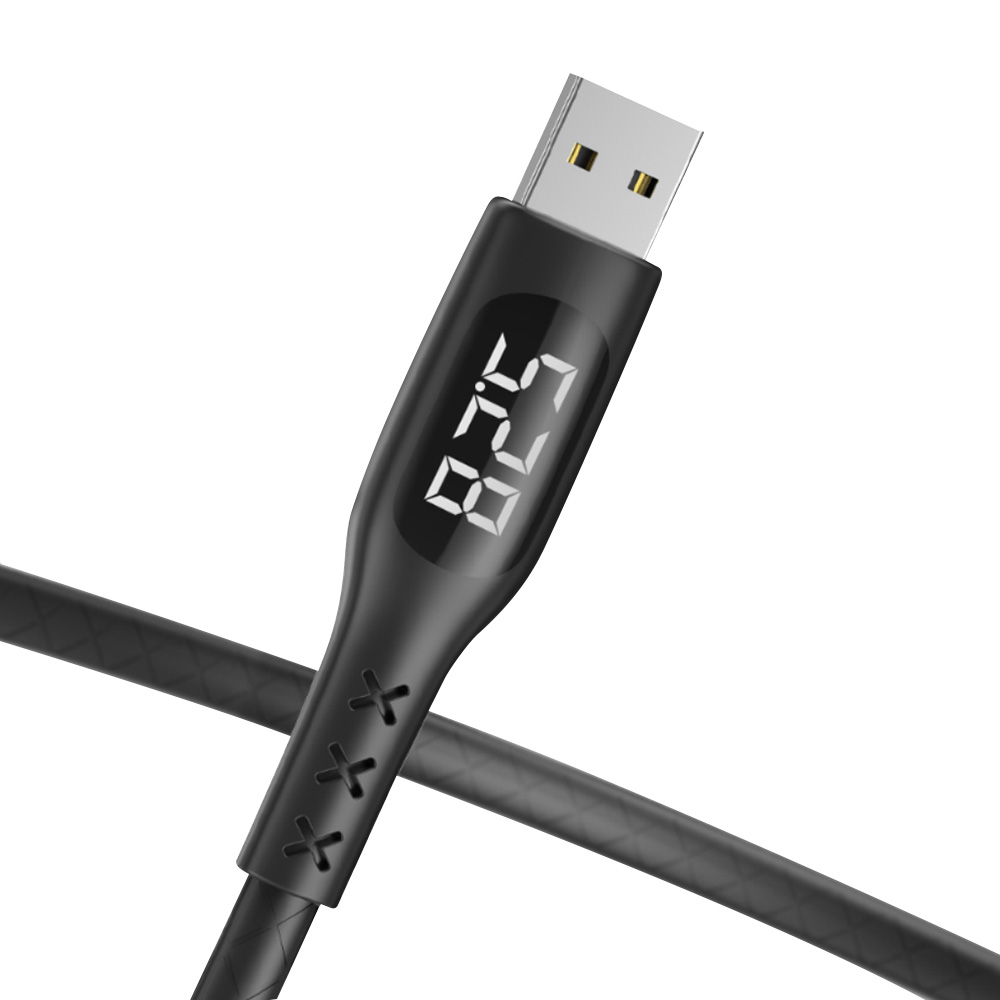 WSKEN 3A LED Display Smart Type-C Fast Charging Data Cable 1.2M Black