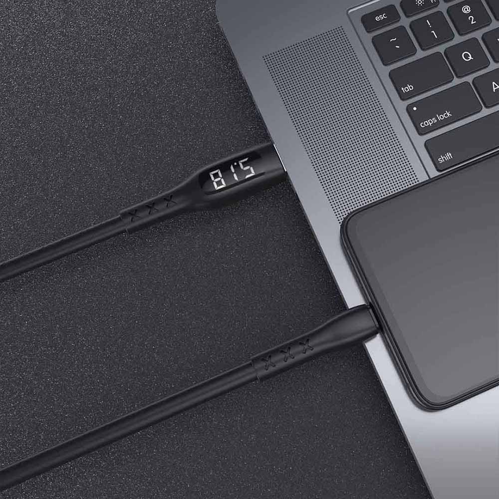 WSKEN 3A LED Display Smart Type-C Fast Charging Data Cable 1.2M Black