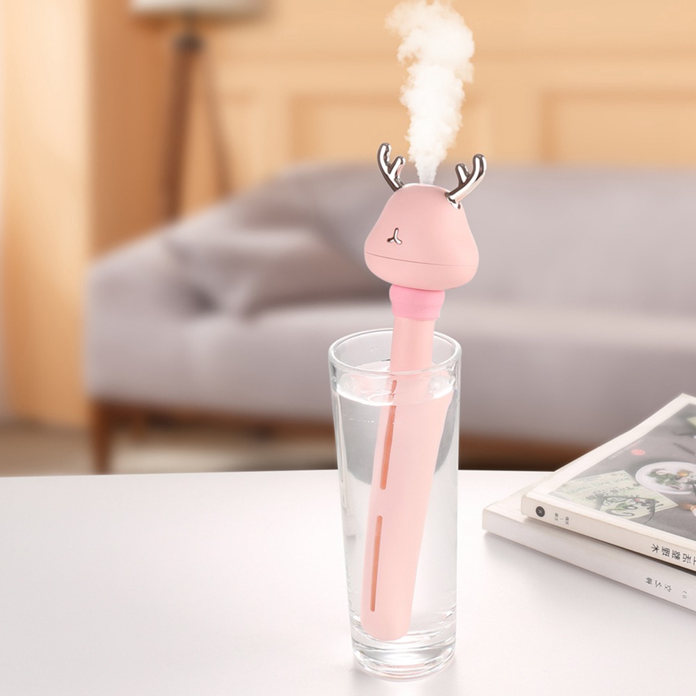 Mini USB Portable Deer Cool Mist Humidifier Pink