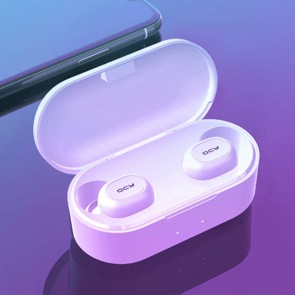 QCY T2S Bluetooth 5.0 TWS Earphones Wireless Charging 800mAh White