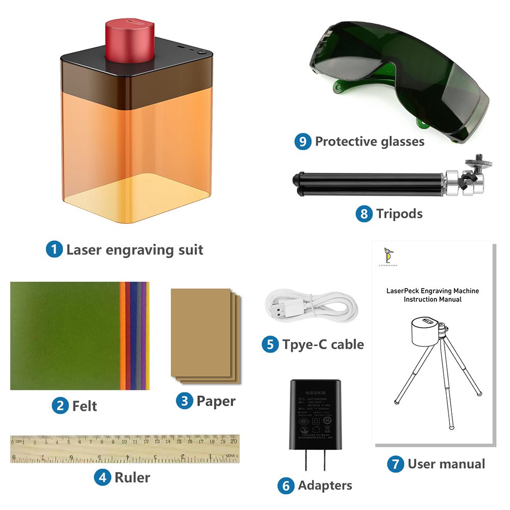 LaserPecker L1 Suit Mini Laser Engraver with Protective Shell Red