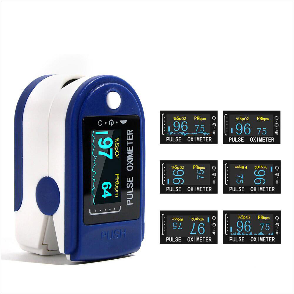 Portable Fingertip Oximeter Blood Oxygen Heart Rate Monitor Blue