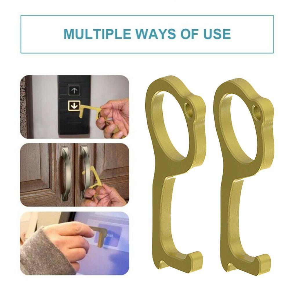 Hygiene Hand Antimicrobial Brass EDC Door Opener Gold