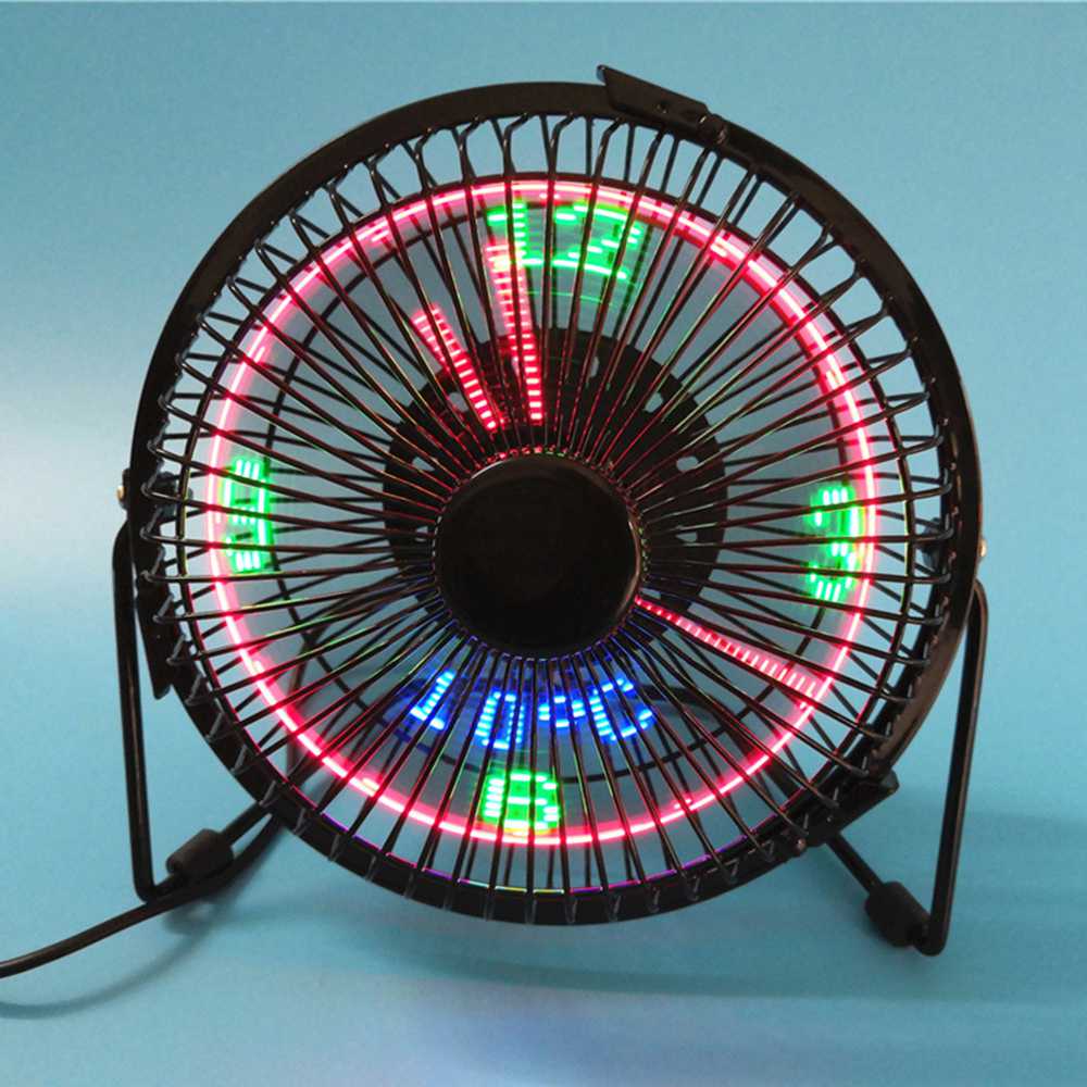 Portable LED Luminous 6 Inch Clock Fan Black