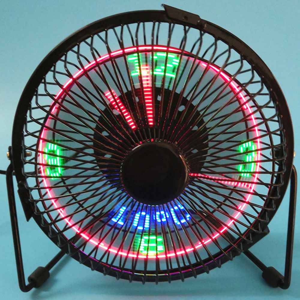 Portable LED Luminous 6 Inch Clock Fan Black