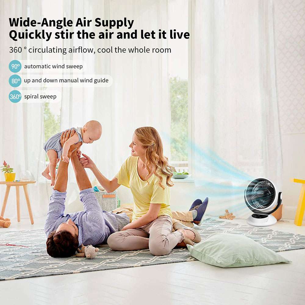 Portable Intelligent Electric Desktop Air Circulation Fan White