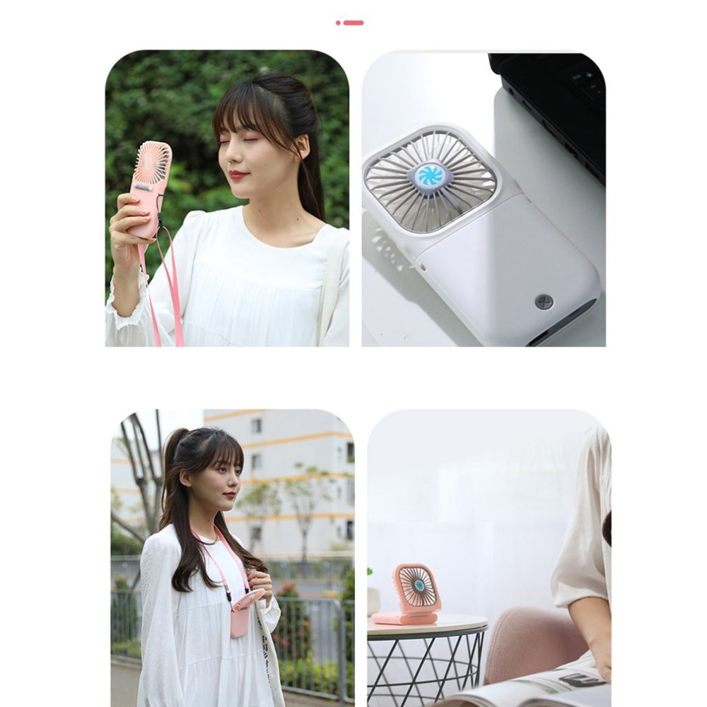 Portable Folding Hanging Neck Fan Black